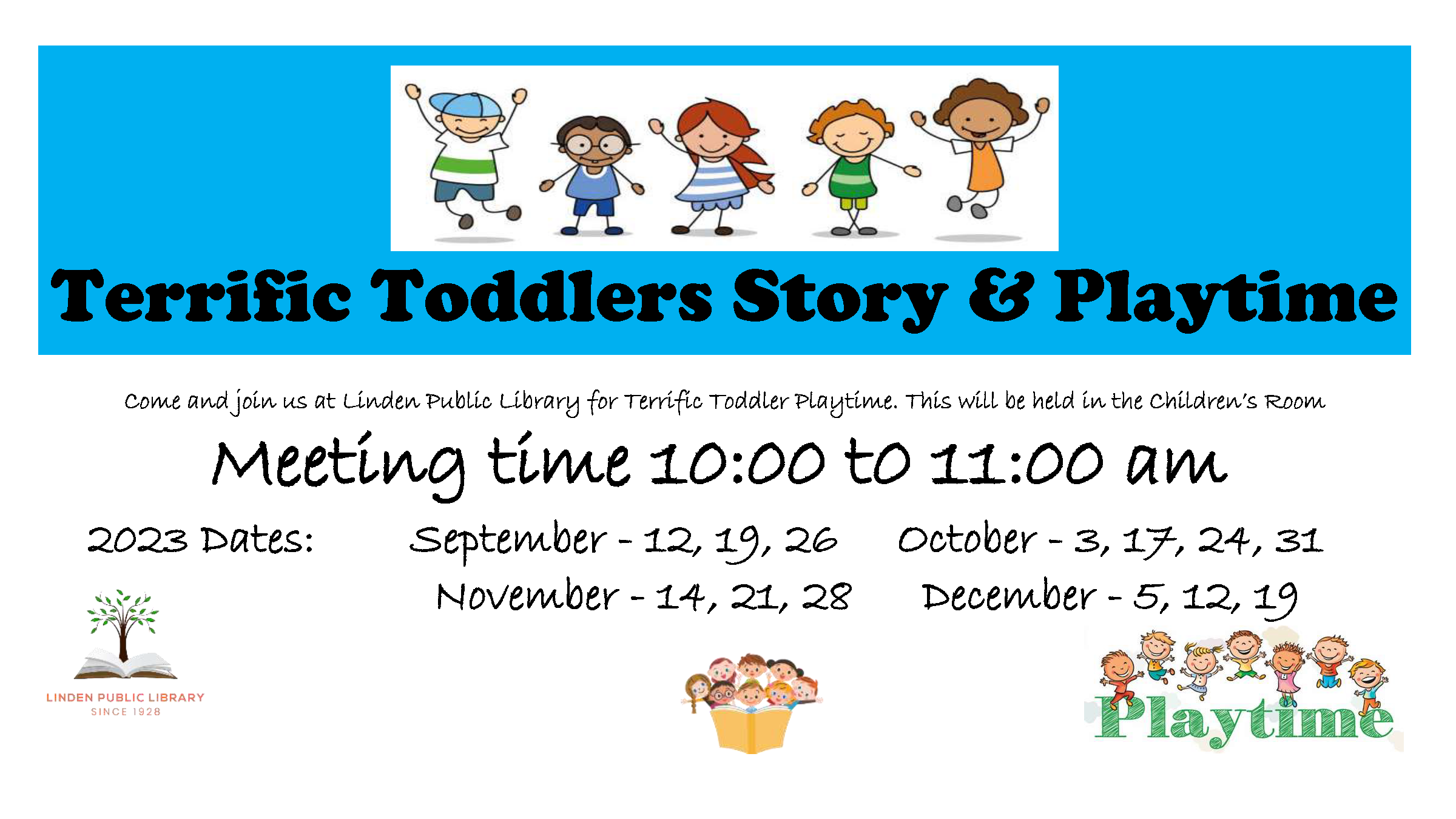 Terrific Toddlers Story & Playtime – Linden Free Public Library