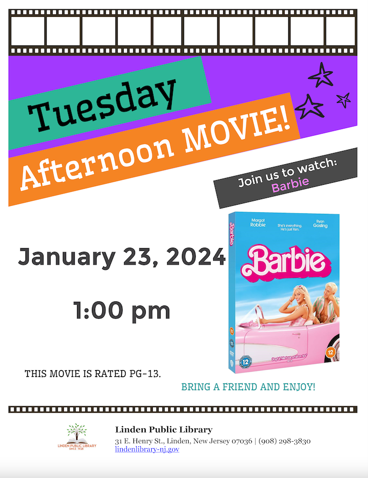 Movies at the Library: Barbie – Linden Free Public Library
